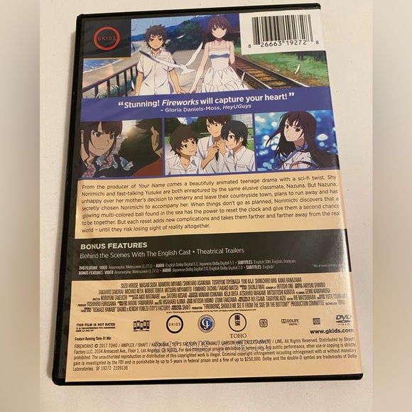 Media | Fireworks Dvd 217 Animated Anime Romancedrama | Poshmark